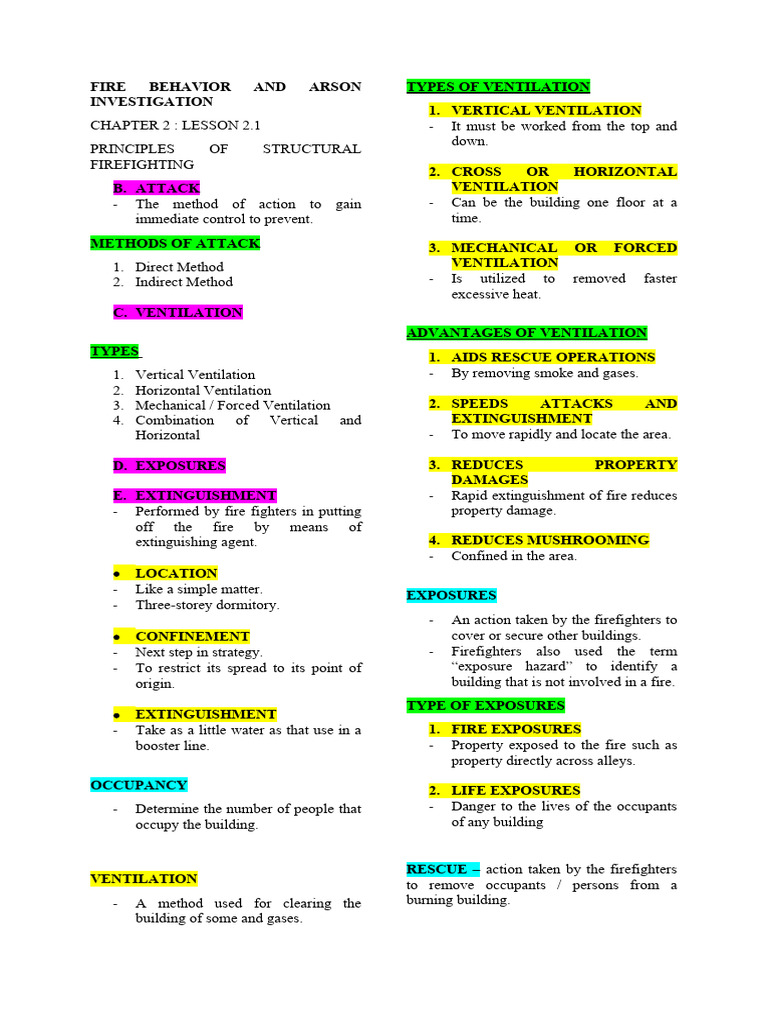 Arson Reviewer Midterm | PDF | Firefighter | Equipment