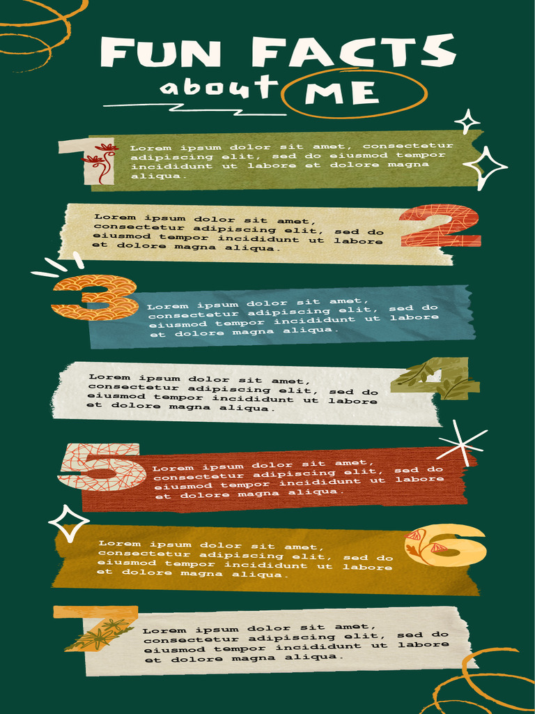 Brown Colorful Scrapbook Fun Facts About Me Infographic | PDF