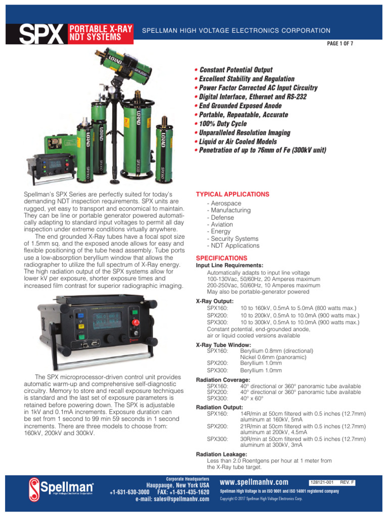 Portable X-Ray NDT Systems: Spellman High Voltage Electronics ...