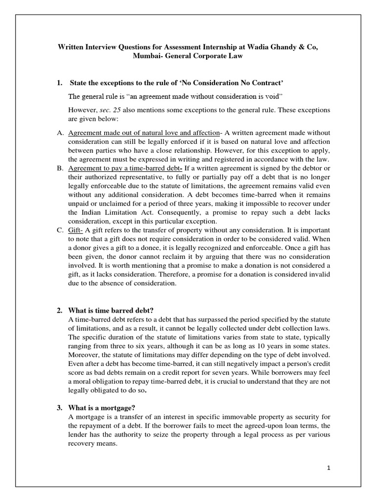 Written Interview Questions - Wadia Ghandy | PDF | Private Equity | Debt