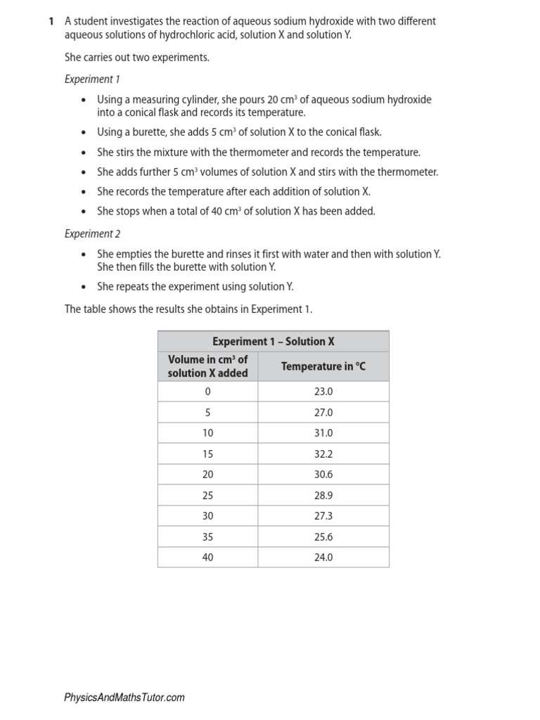 Acids, Alkalis and Titrations 1 QP Answers | PDF | Titration | Chemistry