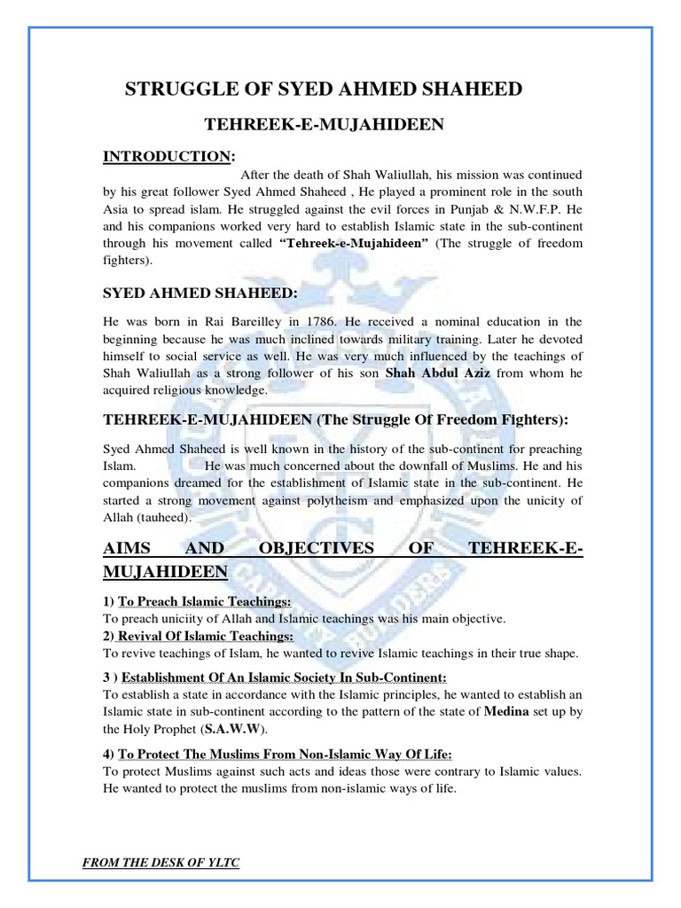 Struggle of Syed Ahmed Shaheed | PDF | Jihad | Religious Faiths