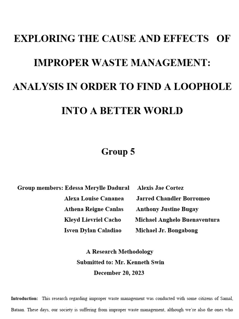 Exploring The Cause and Effects of Improper Waste Management | PDF | Waste Management | Waste