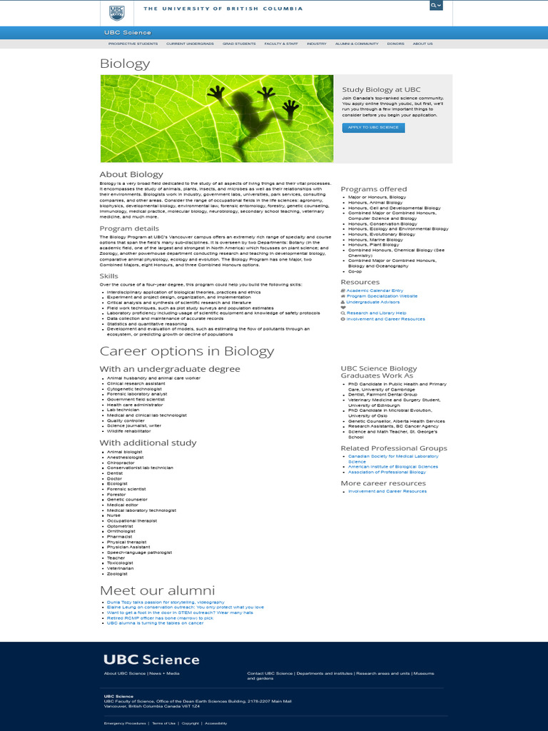 Biology - UBC Science - Faculty of Science at The University of British ...