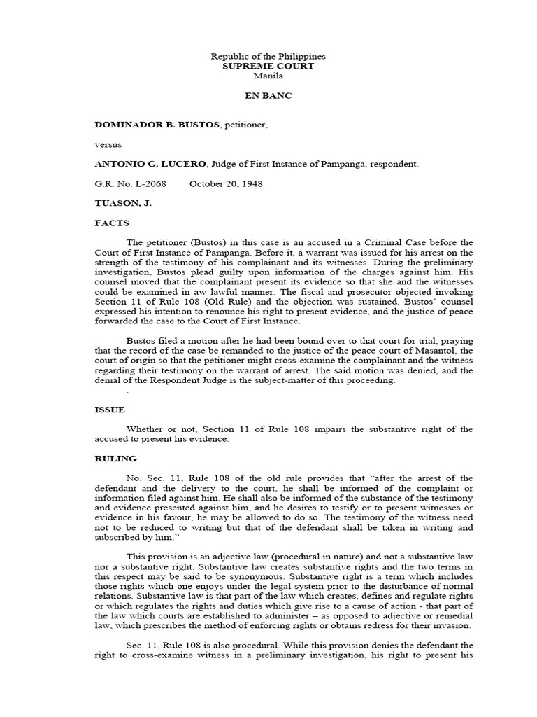 Bustos Vs Lucero | PDF | Witness | Arrest