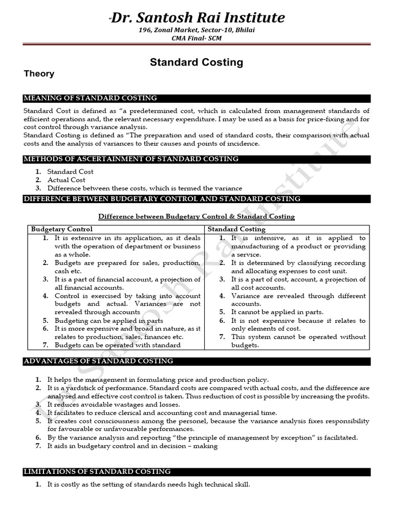 Basic Questions Standard Costing | Download Free PDF | Gross Margin ...