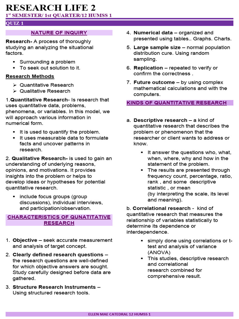 Research Quiz 1 | Download Free PDF | Quantitative Research | Statistics