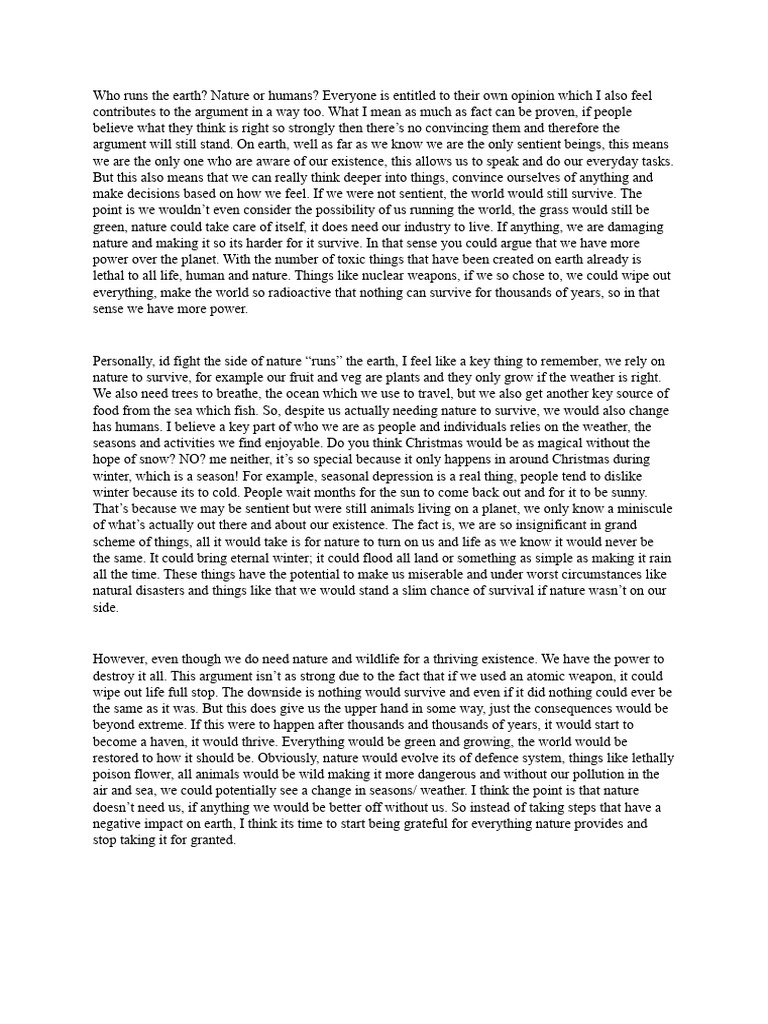 essay plant vs human | PDF | Nature | Earth Sciences