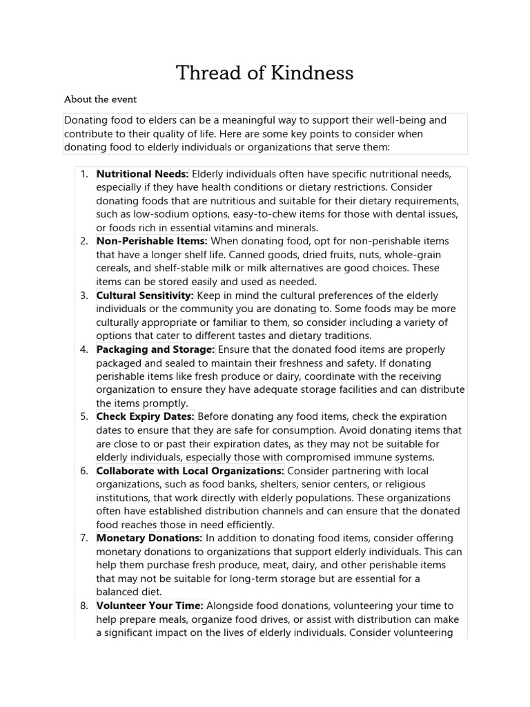 Thread of Kindness | PDF | Shelf Life | Foods