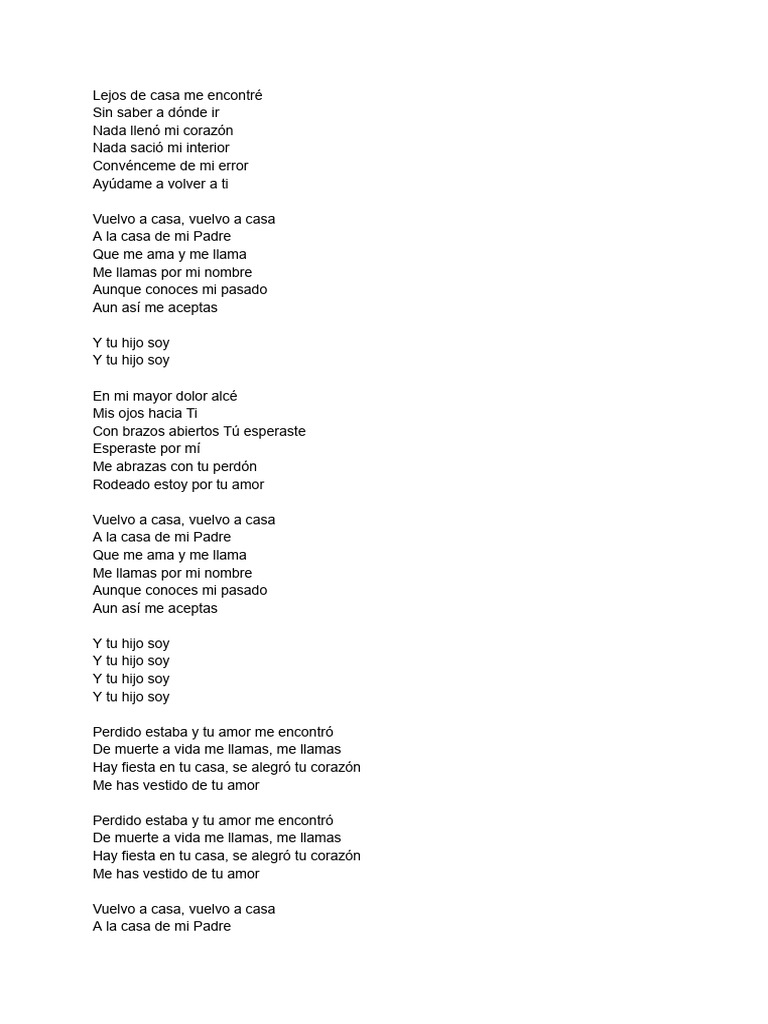 Letra de Vuelvo A Casa | PDF