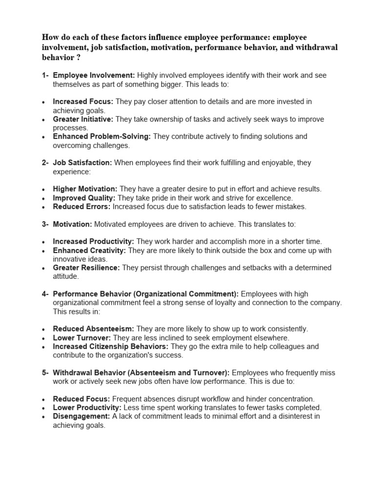 Employee Performance and Participative Management | PDF | Motivational | Motivation