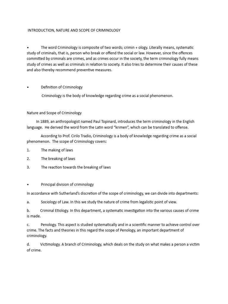 Cre Introduction To Criminology | PDF | Criminology | Crimes