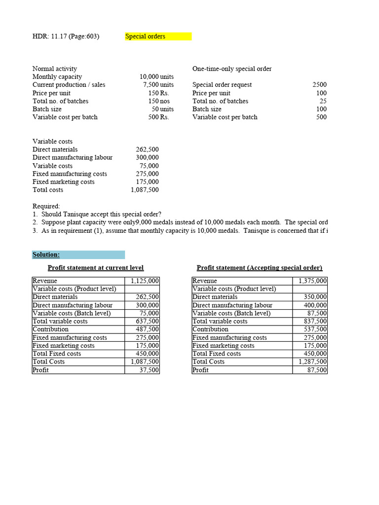Relevant Cost Solutions Pdf Profit Economics Cost