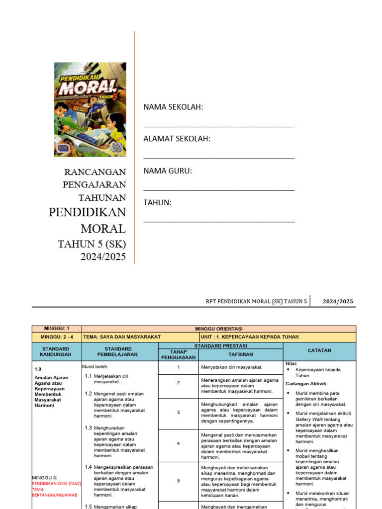 RPT PMRL THN 5 (SK) 2024 | PDF