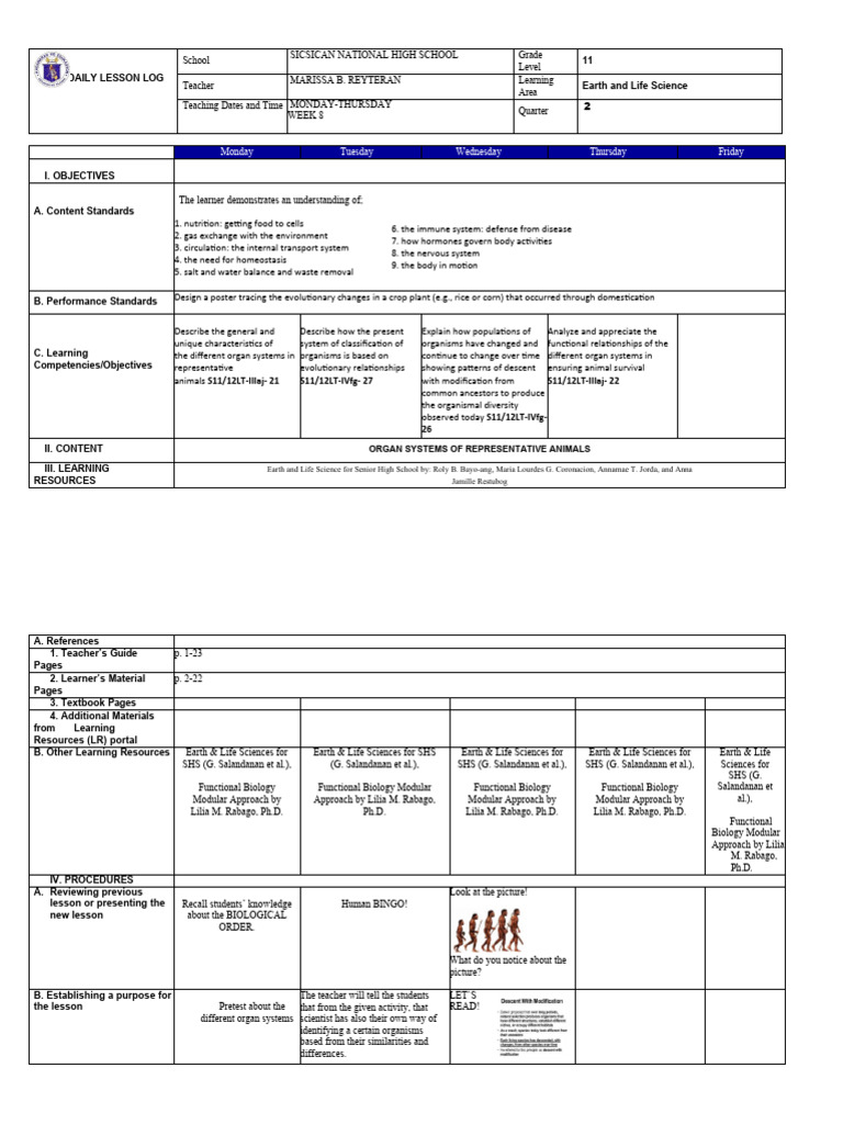 Grade 11 Q2 - W8 | PDF | Learning | Evolution