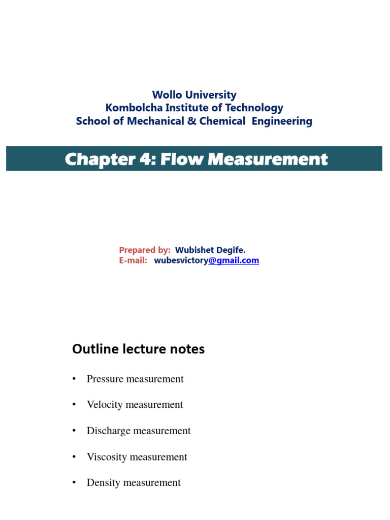 Lecturenote - 2103942165chapter 4 Flow Measuremnt | PDF | Pressure ...