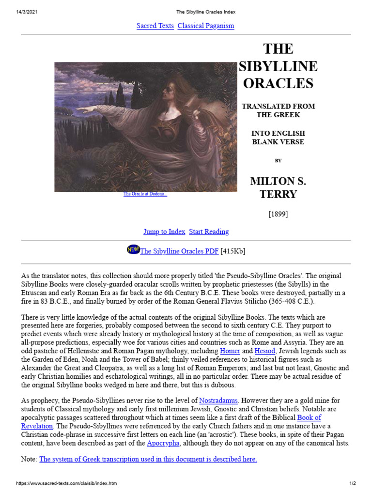 The Sibylline Oracles Index | PDF | Religious Texts | Prophecy