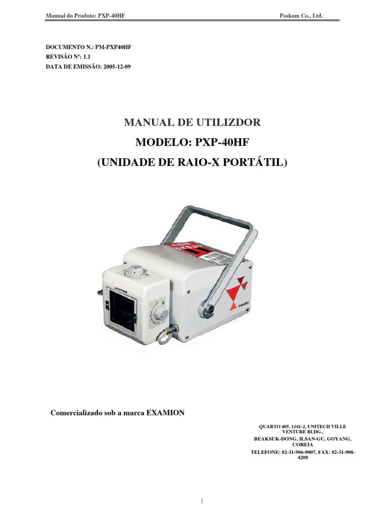 Poskom PXP-40HF - Manual | PDF | Compatibilidade eletromagnética | Raio X