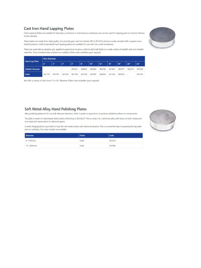 Manual Lapping Plates | PDF