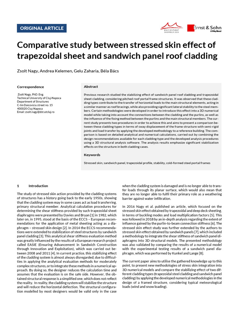 Stressed Skin Effects: Trapezoidal vs. Sandwich Panels | PDF ...