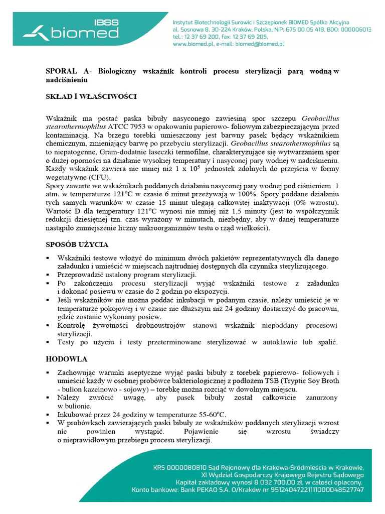 Instrukcja Uzywania Sporal | PDF