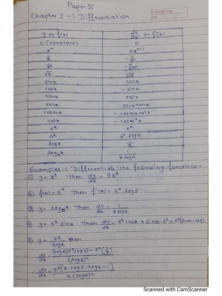 Examples On Derivative Of Composite Functions Pdf