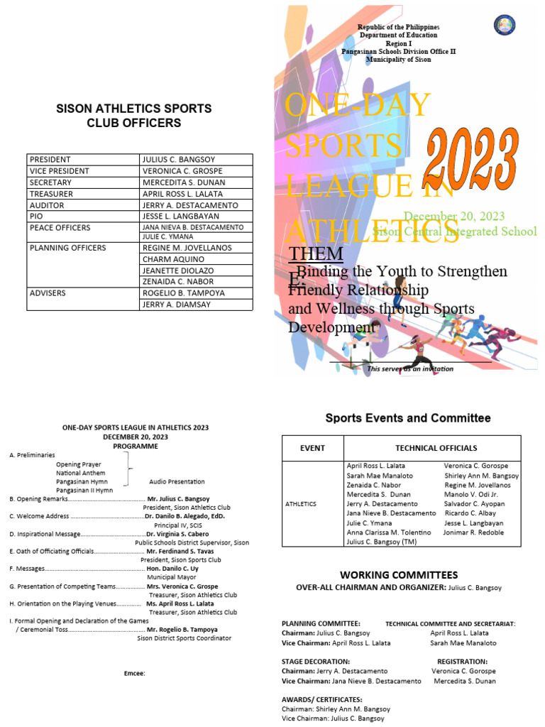 One-Day Athletics Sports League 2023 | PDF