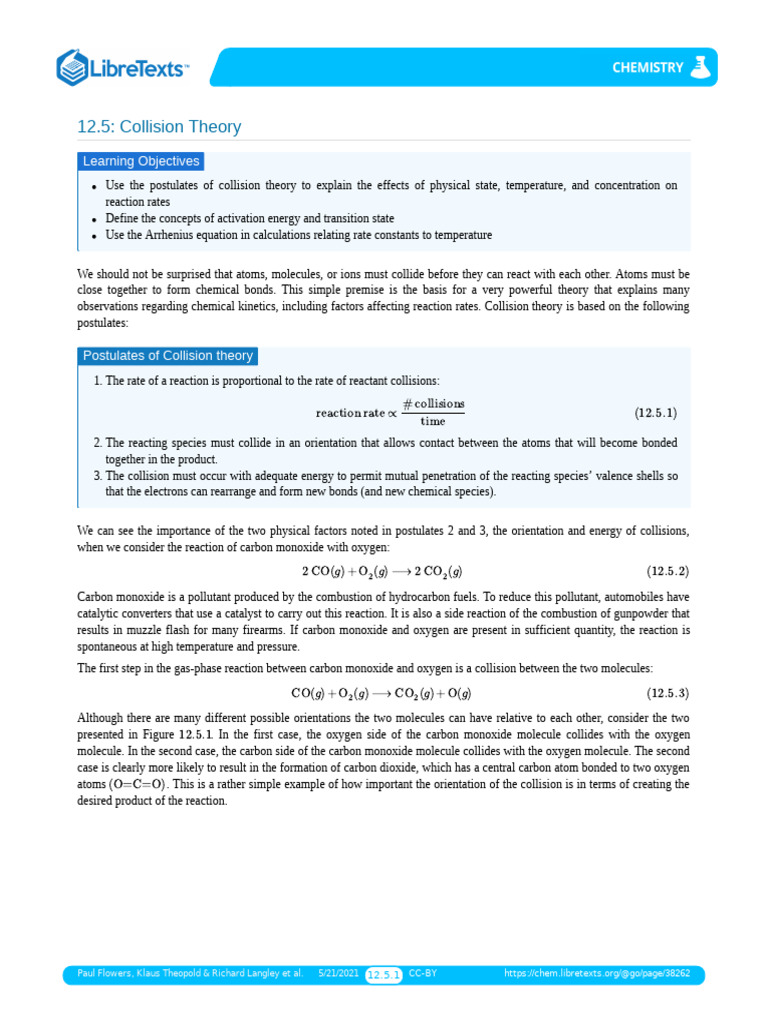 12.5 Collision Theory | PDF | Reaction Rate | Activation Energy