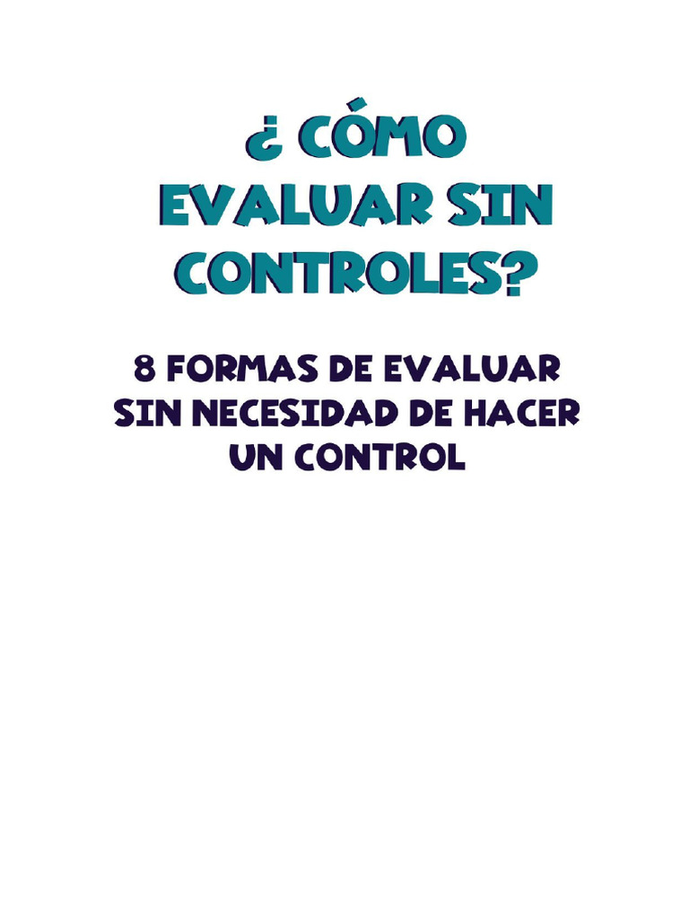 Cómo Evaluar Sin Controles | PDF