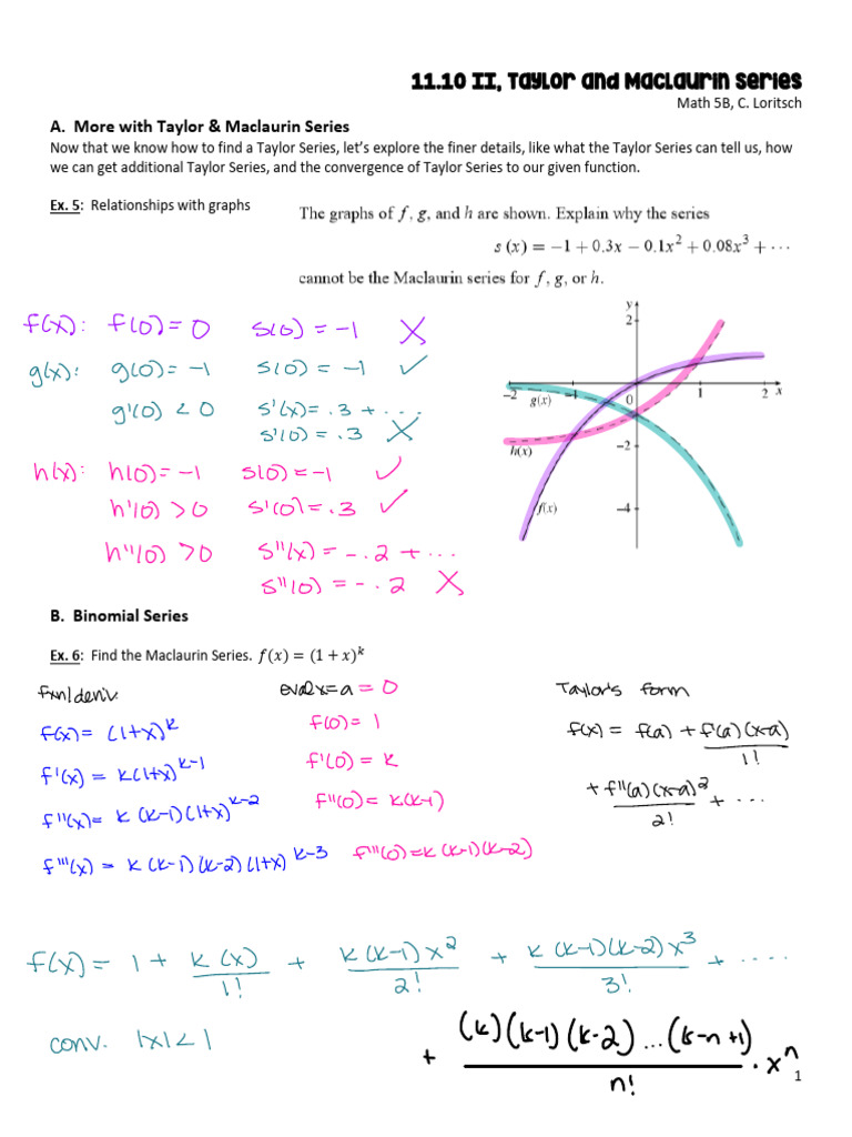 NOTES+11 10+II+Taylor+Series+Filled+in+Class+Notes | PDF | Power Series ...