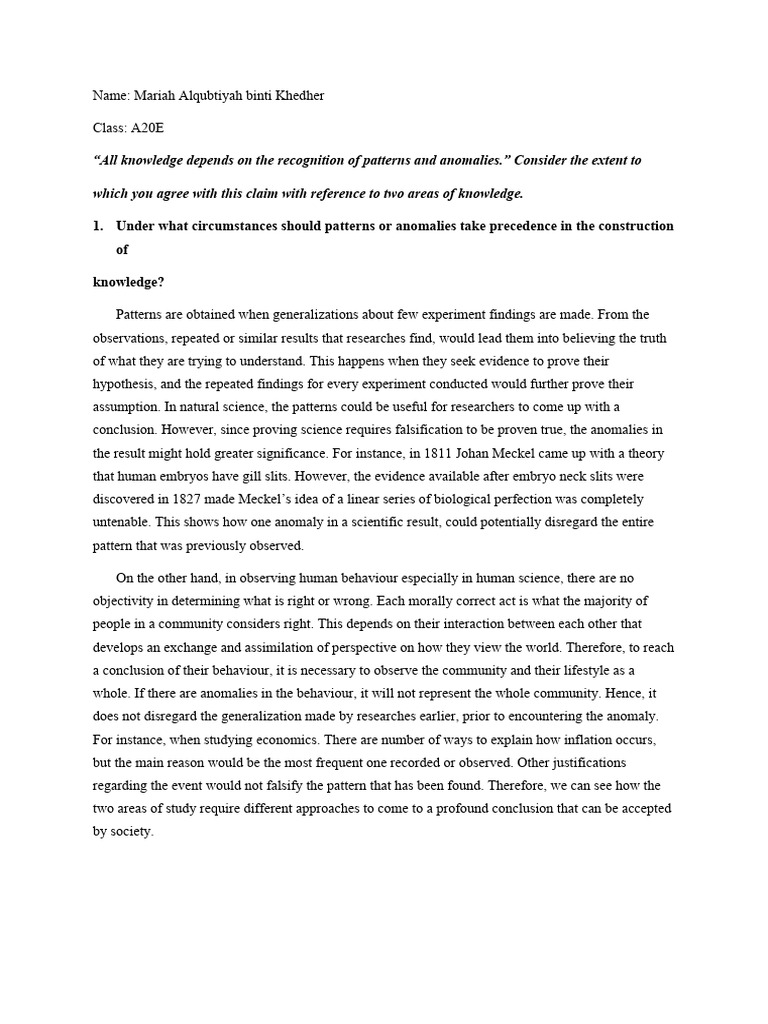 theory of knowledge short response sem 2 | PDF | Science | Knowledge