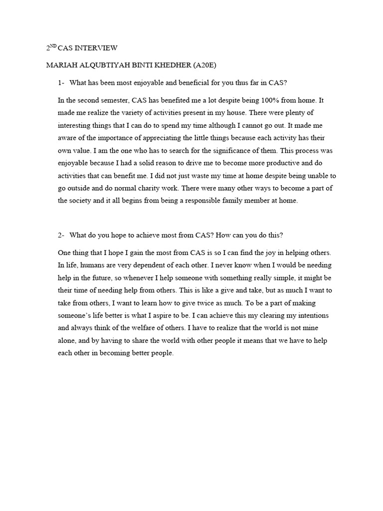 CAS Reflection: Growth and Challenges | PDF | Psychology | Social ...