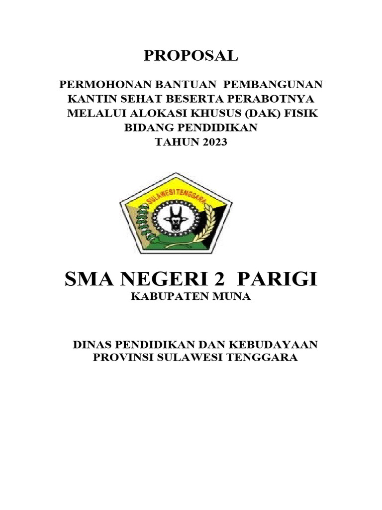 Proposal Dak Dikbud Sultra 2022 Pembangunan Kantin Sehat - 2 | PDF