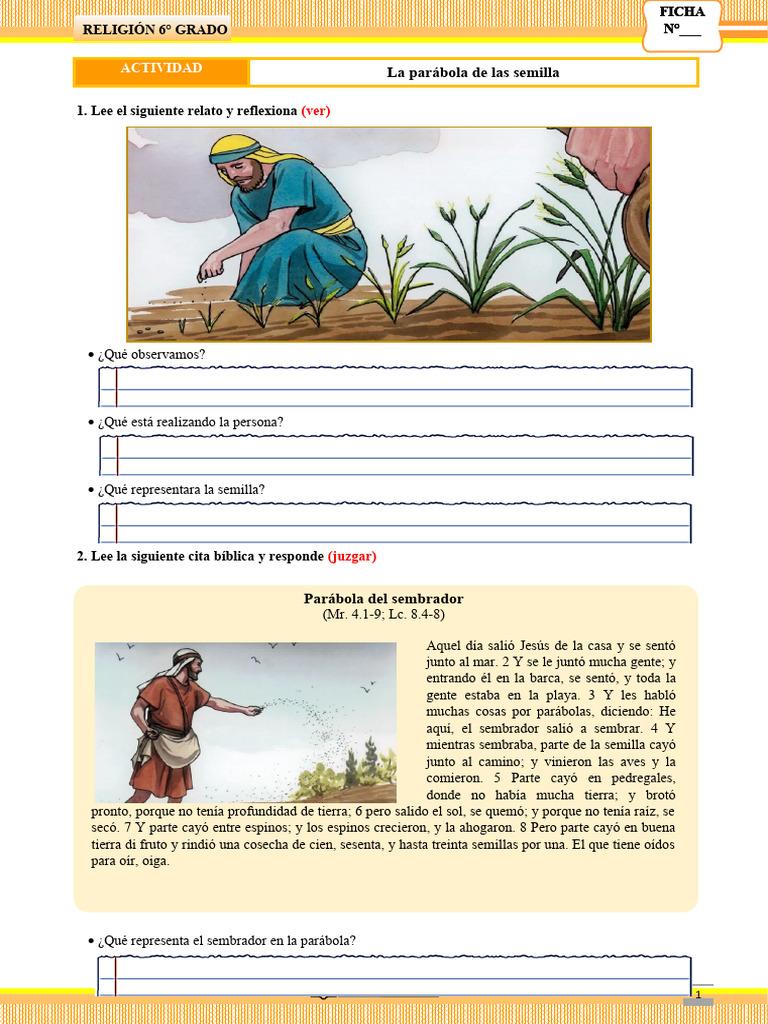 DIA 1 - FICHA RELIGION | PDF