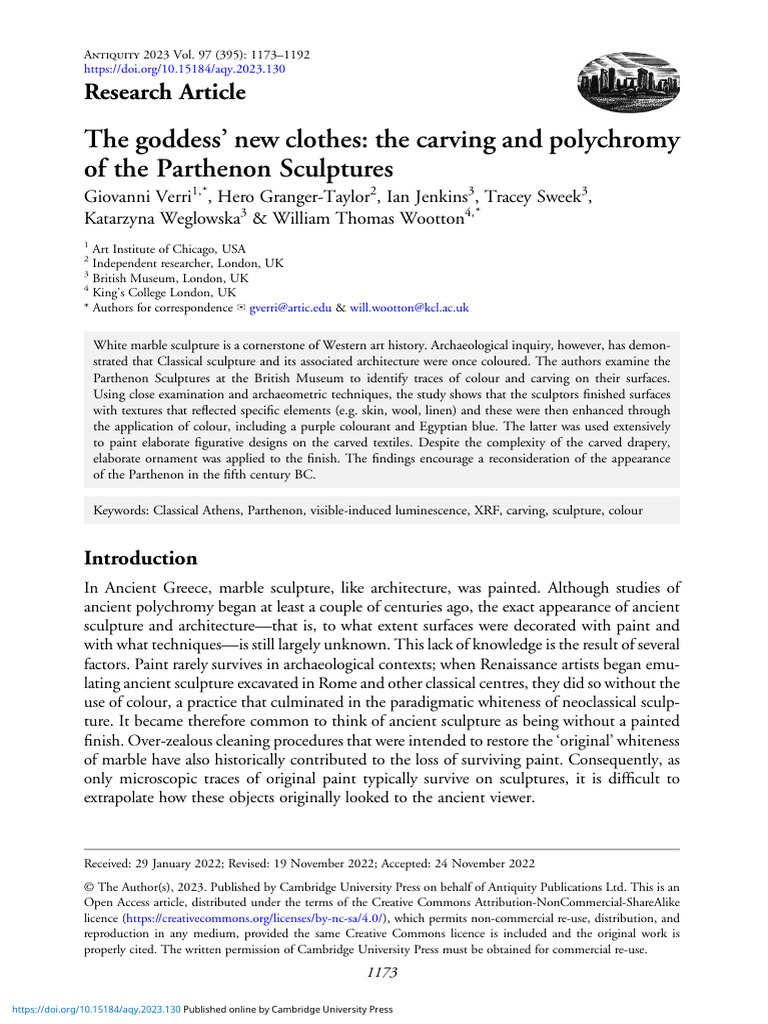 Parthenon Sculptures' Hidden Colors | PDF | Sculpture | Wood Carving