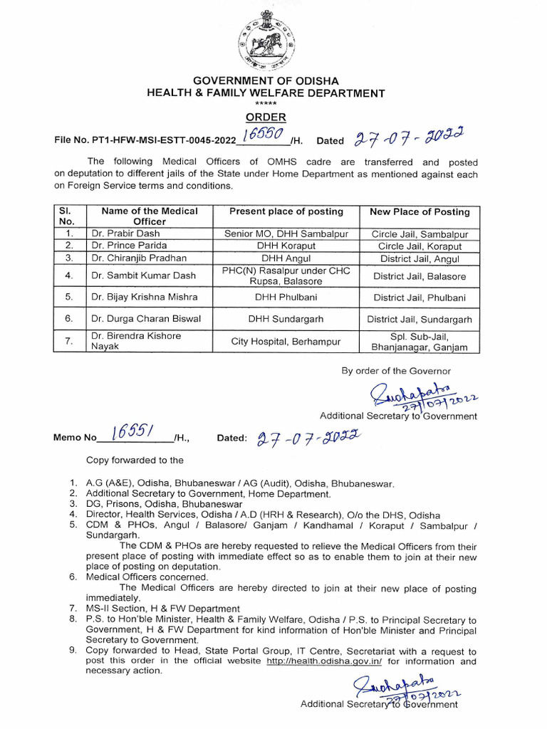 7-A - 0T-Px5r-: Government of Odisha Health & Family Welfare Department Order | PDF | Government ...