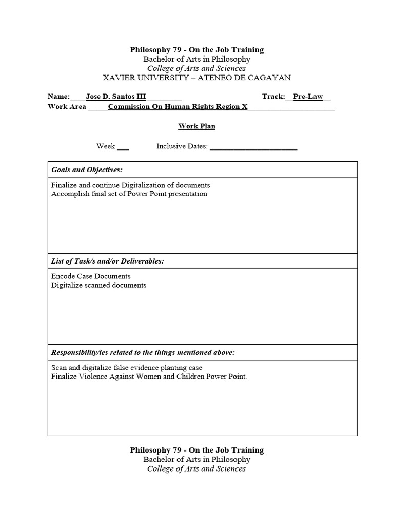 OJT Work Plan and Accomplishment Report 1 | PDF | Cognition