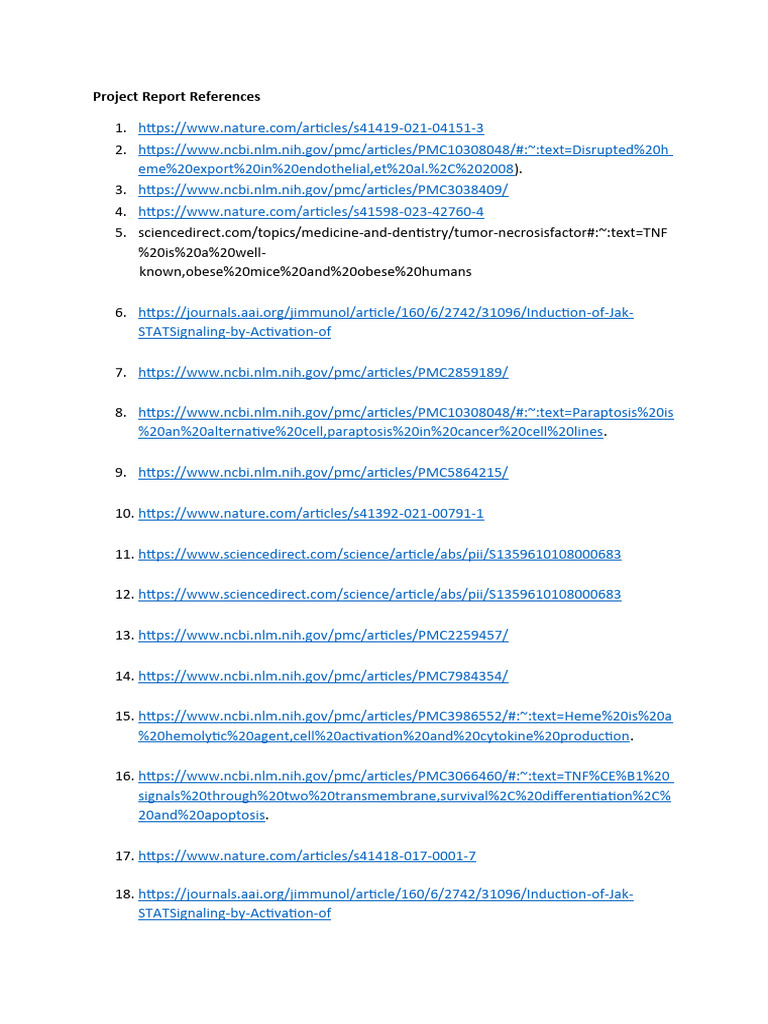 Project Report References | PDF | Interferon Gamma | Signal Transduction