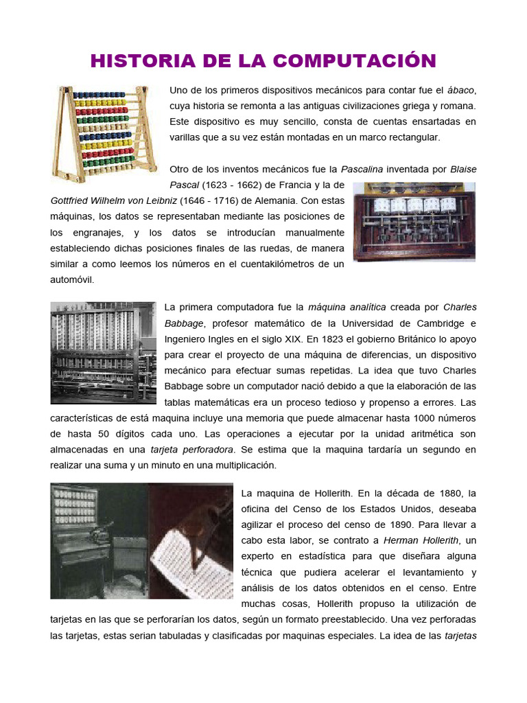 Historia de La Computación | PDF | Informática | Ciencias de la Computación