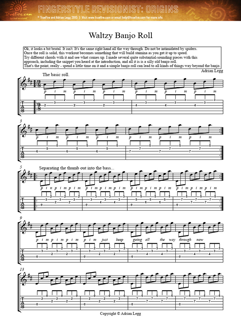 Waltzy Classical Lick - Banjo Roll Workouts 7 | PDF
