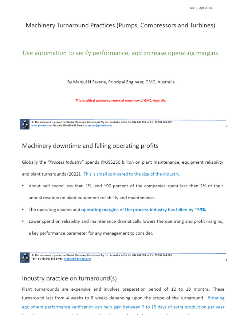 Machinery Turnaround Practices | PDF | Boiler | Reliability Engineering