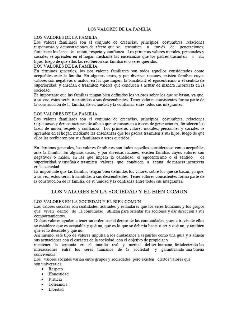 Valores Familiares y Sociales: Guía Esencial | PDF | Familia | Sociedad