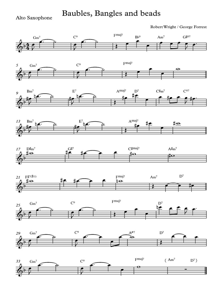 Baubles, Bangles and Beads 4 4 - Alto Saxophone | PDF