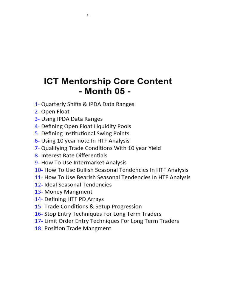 ICT Mentorship Core Content - Docx5 | PDF | Market Liquidity | Market Trend