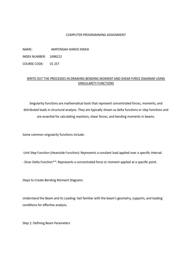 Singularity Functions Are Mathematical Tools That Represent ...