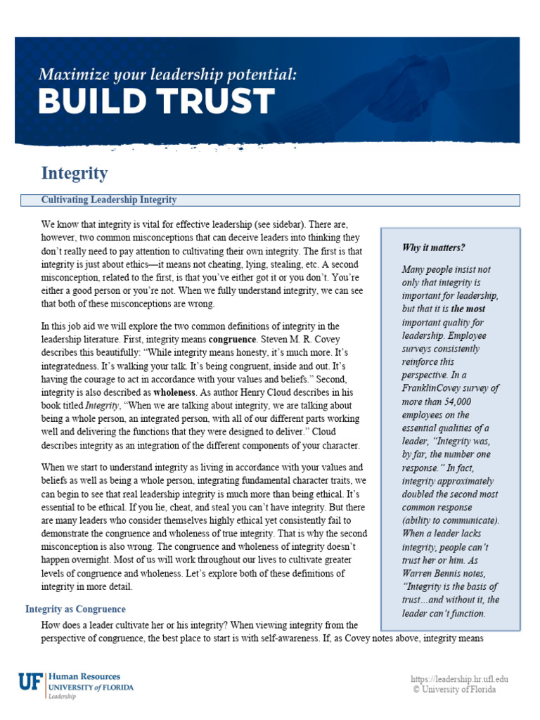 Integrity | PDF | Integrity | Leadership