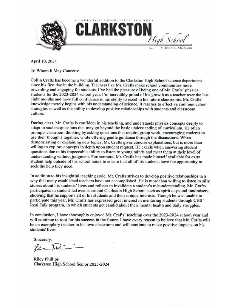 Riley Letter of Rec | PDF