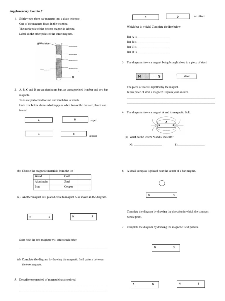 Supplementary Exercise 7 | PDF | Magnet | Magnetism