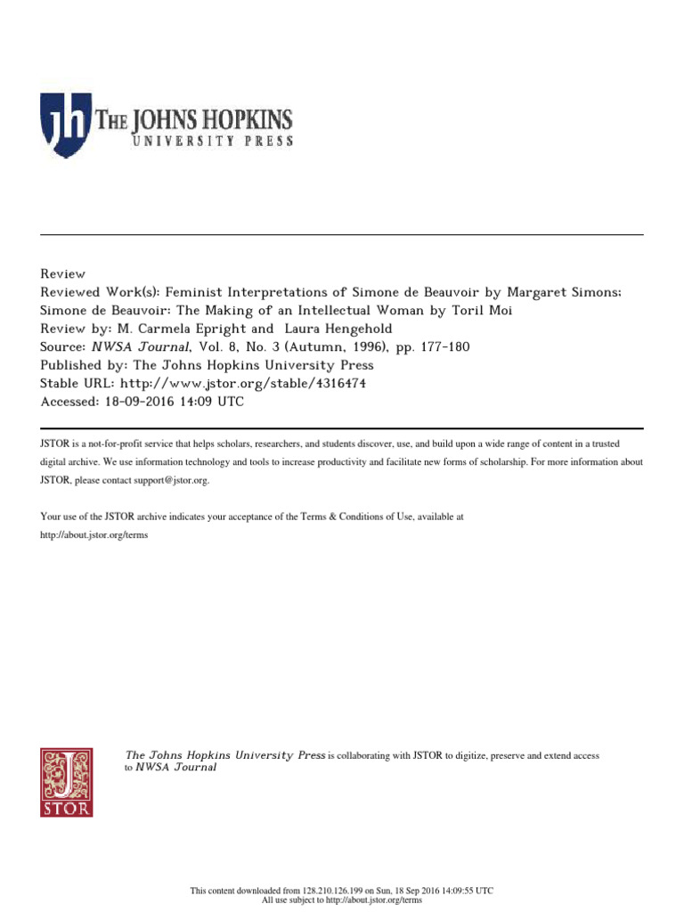 Feminist Interpretations of Simone de Beauvoir by Margaret Simons | PDF ...