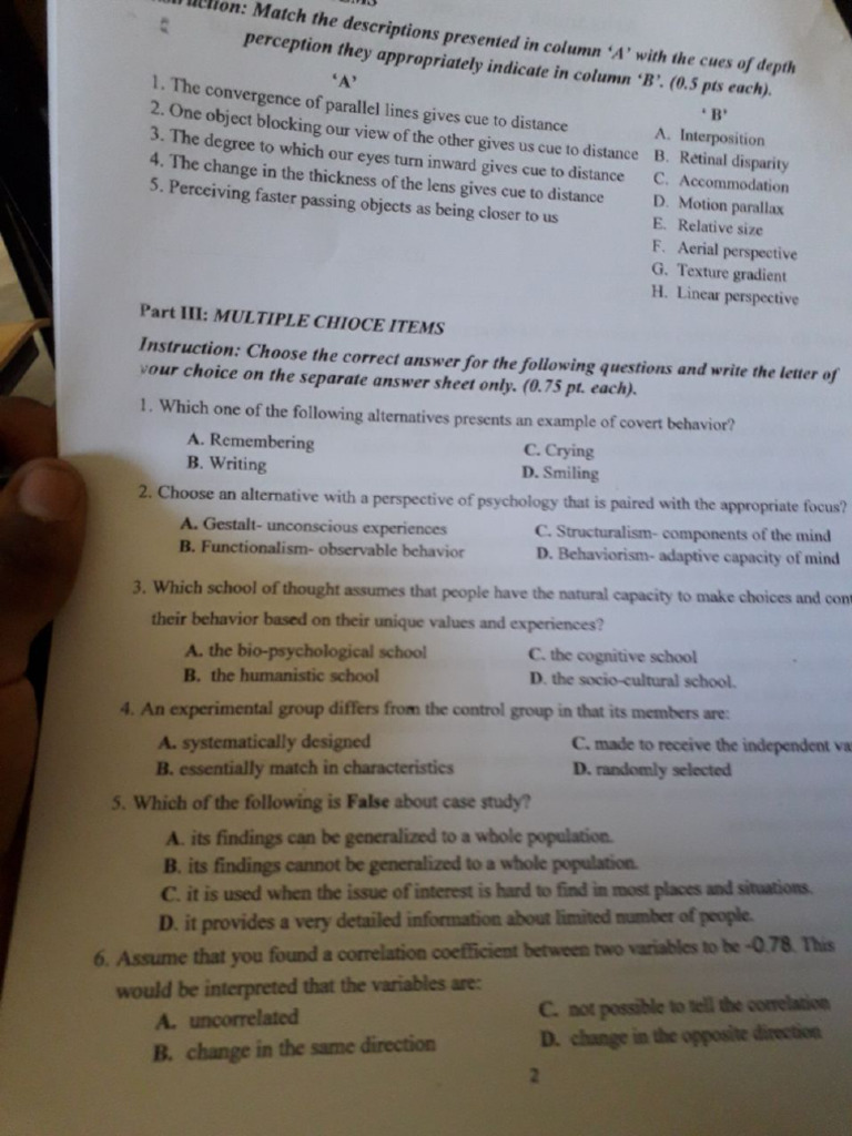 Psychology Midterm Exam 11 (AMU) | PDF